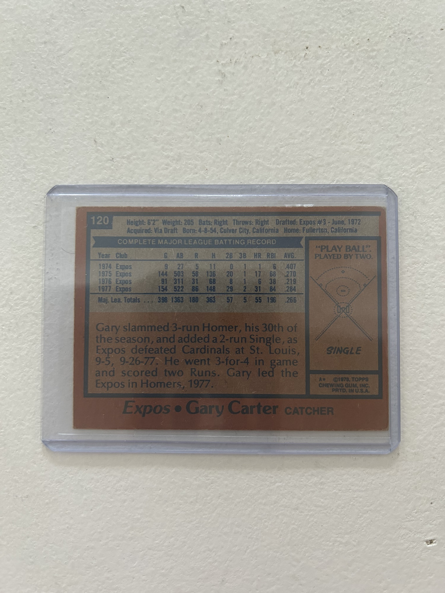 1978 Topps Gary Carter Expos Rookie Card #120 | SidelineSwap