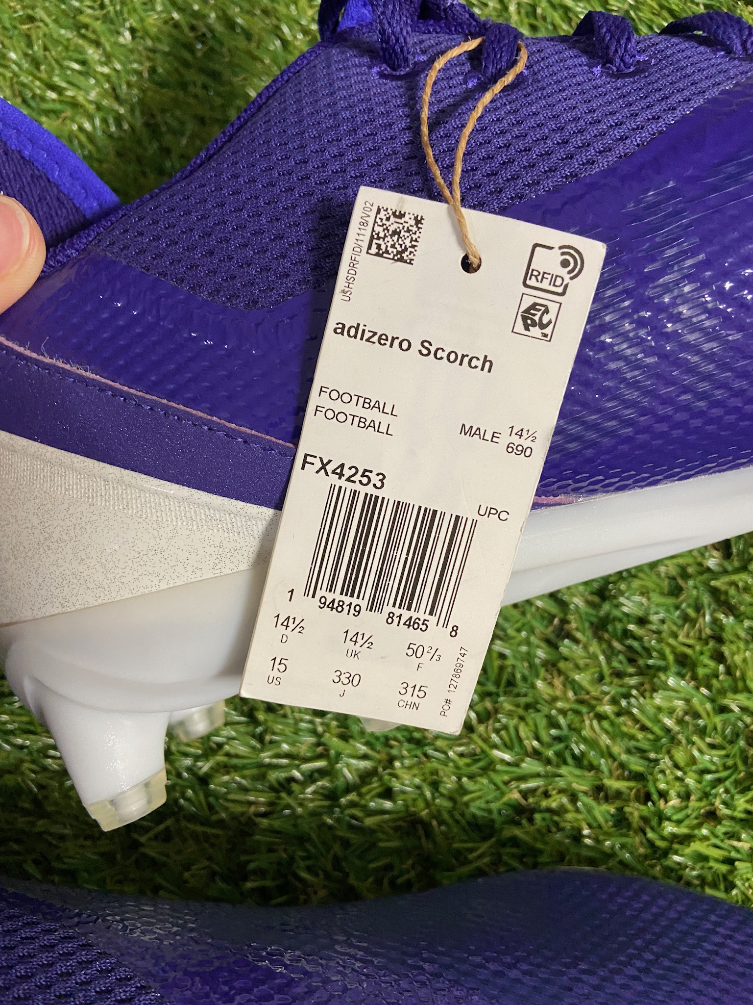 Adidas Mens Adizero Scorch Football Cleats Purple White Lace Up FX4253 ...