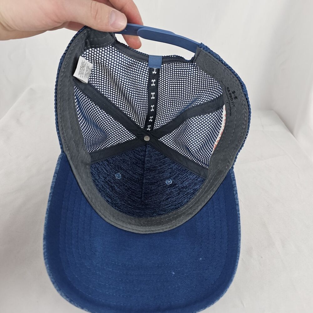Under Armour Heathered Blue Mesh Back Trucker Hat Cap Embroidered ...