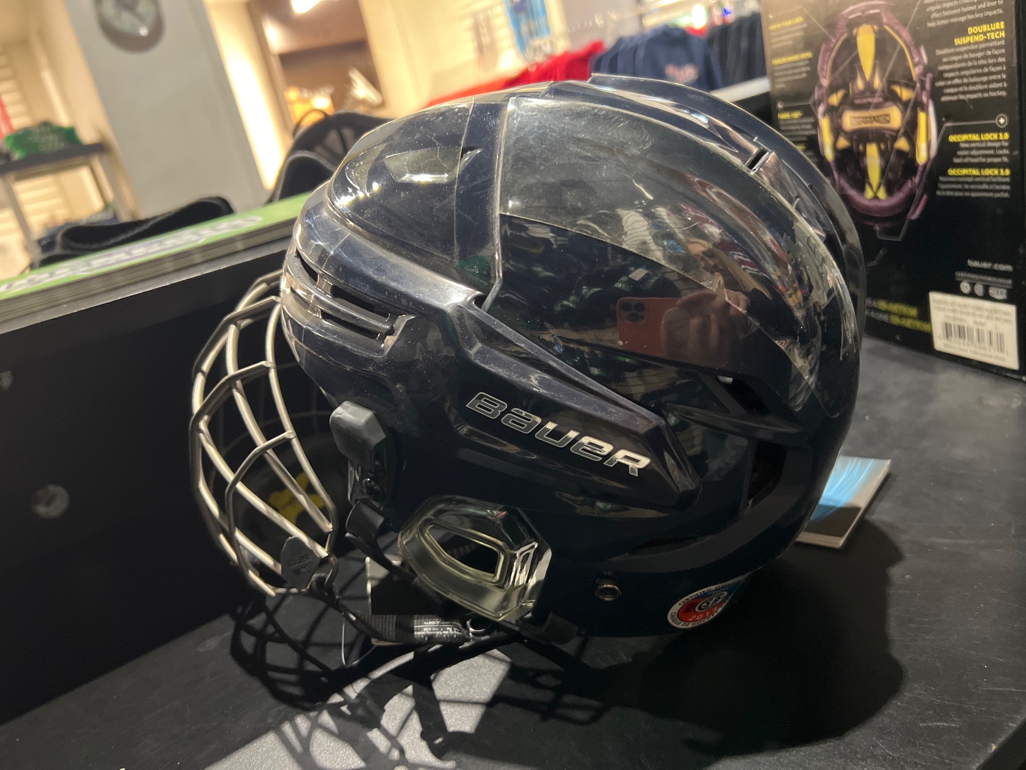 New Large Bauer Re-Akt Helmet Combo Navy | SidelineSwap