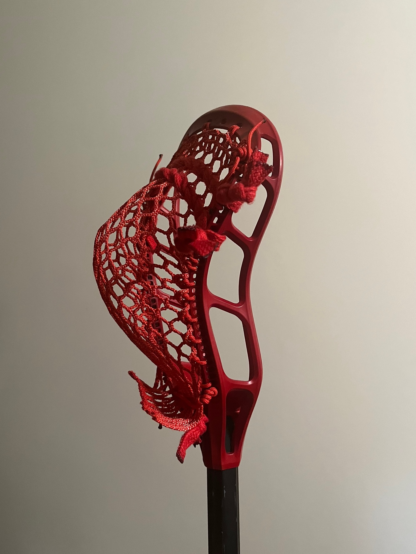 Slightly Used Monochrome Red StringKing Mark 2D Strung Lacrosse Head ...