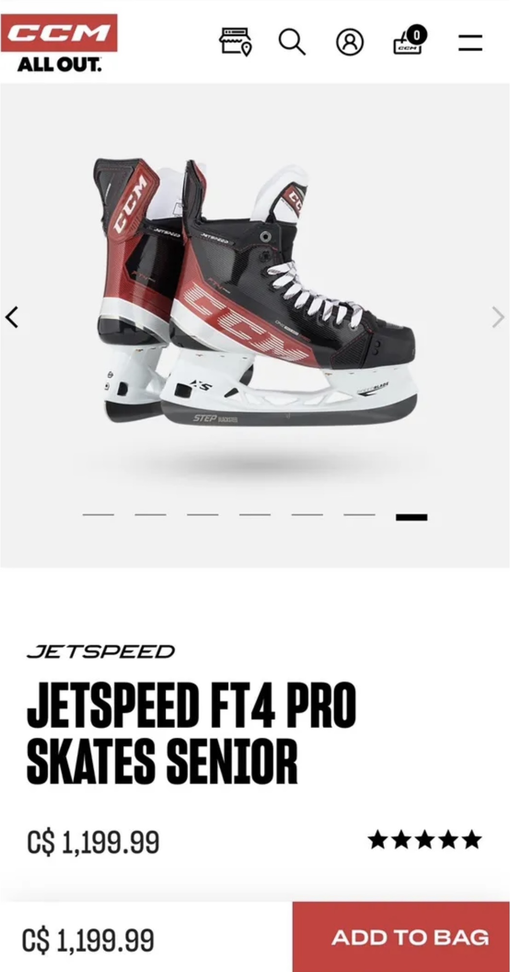 New CCM Regular Width Pro Stock Size 8 JetSpeed FT4 Pro Hockey Skates ...
