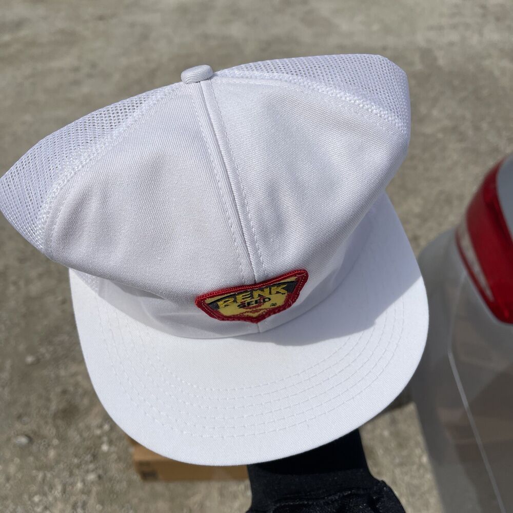 Vintage 1980s Renk Seeds Patch White Trucker Snapback Mesh Hat Rare ...