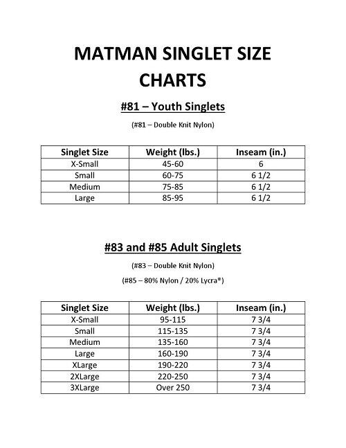 Matman #83 ADULT Wrestling Uniform Singlet, 100% Double-Knit Nylon ...