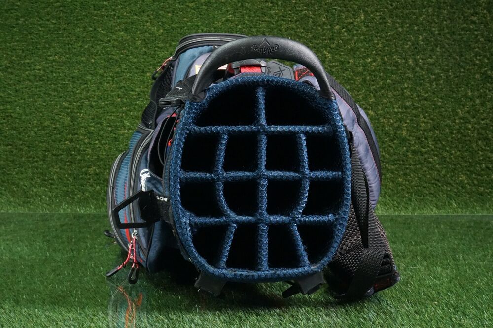 CALLAWAY FUSION F14 14-WAY DIVIDER GOLF STAND BAG, BLUE CAMO / RED ...