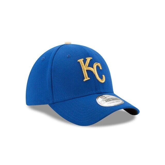 2023 Kansas City Royals New Era 39THIRTY MLB Gold Logo Stretch Flex Cap Hat | SidelineSwap