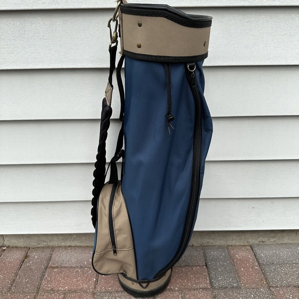 Vintage Voit Golf Carry Sunday Bag Blue Beige Black 3 Way Dividers ...