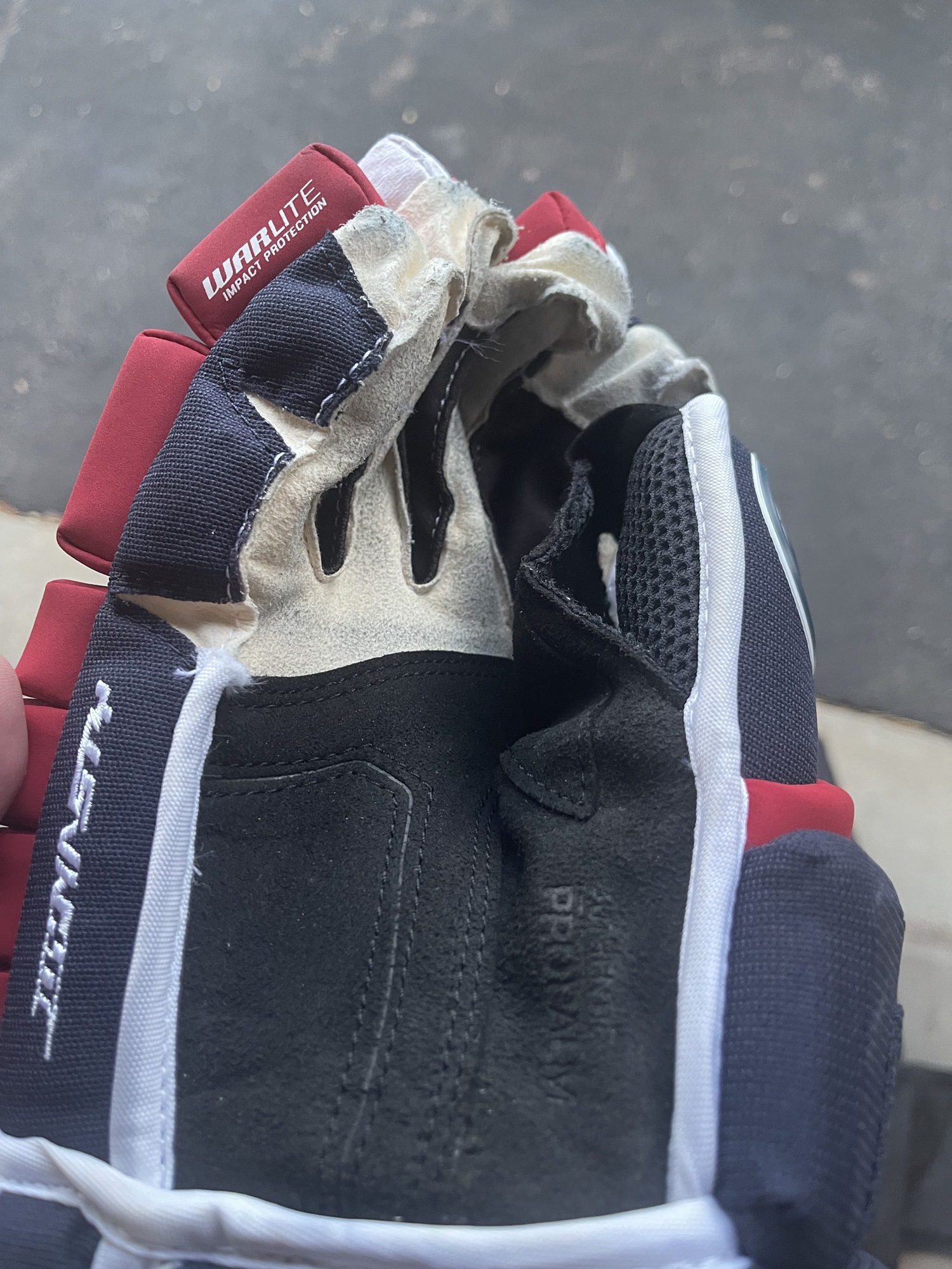 Warrior 15" Dynasty AX2 Gloves Navy/Red/White | SidelineSwap