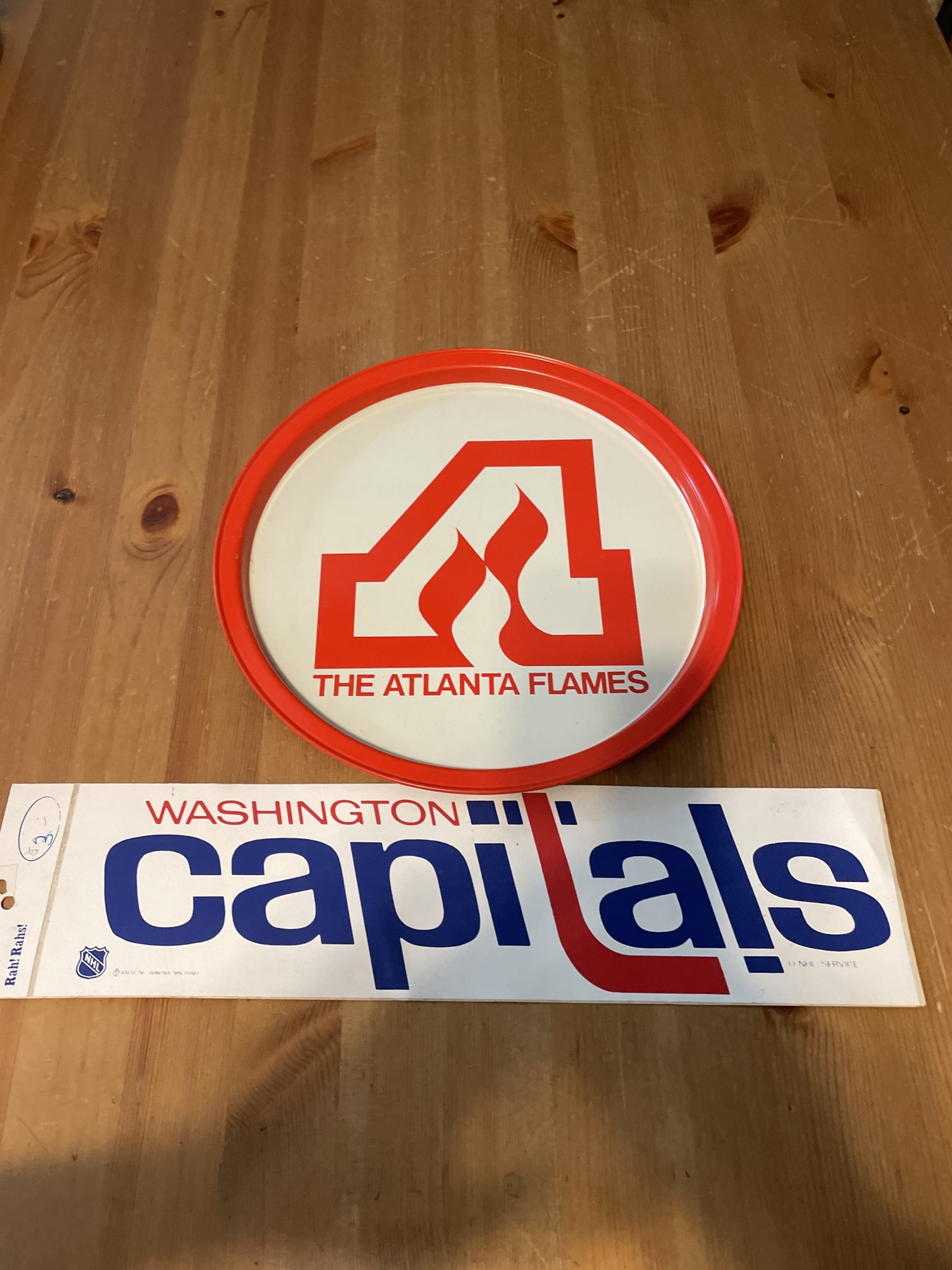 Vintage Atlanta Flames tin plate And Capital Bumper Sticker | SidelineSwap