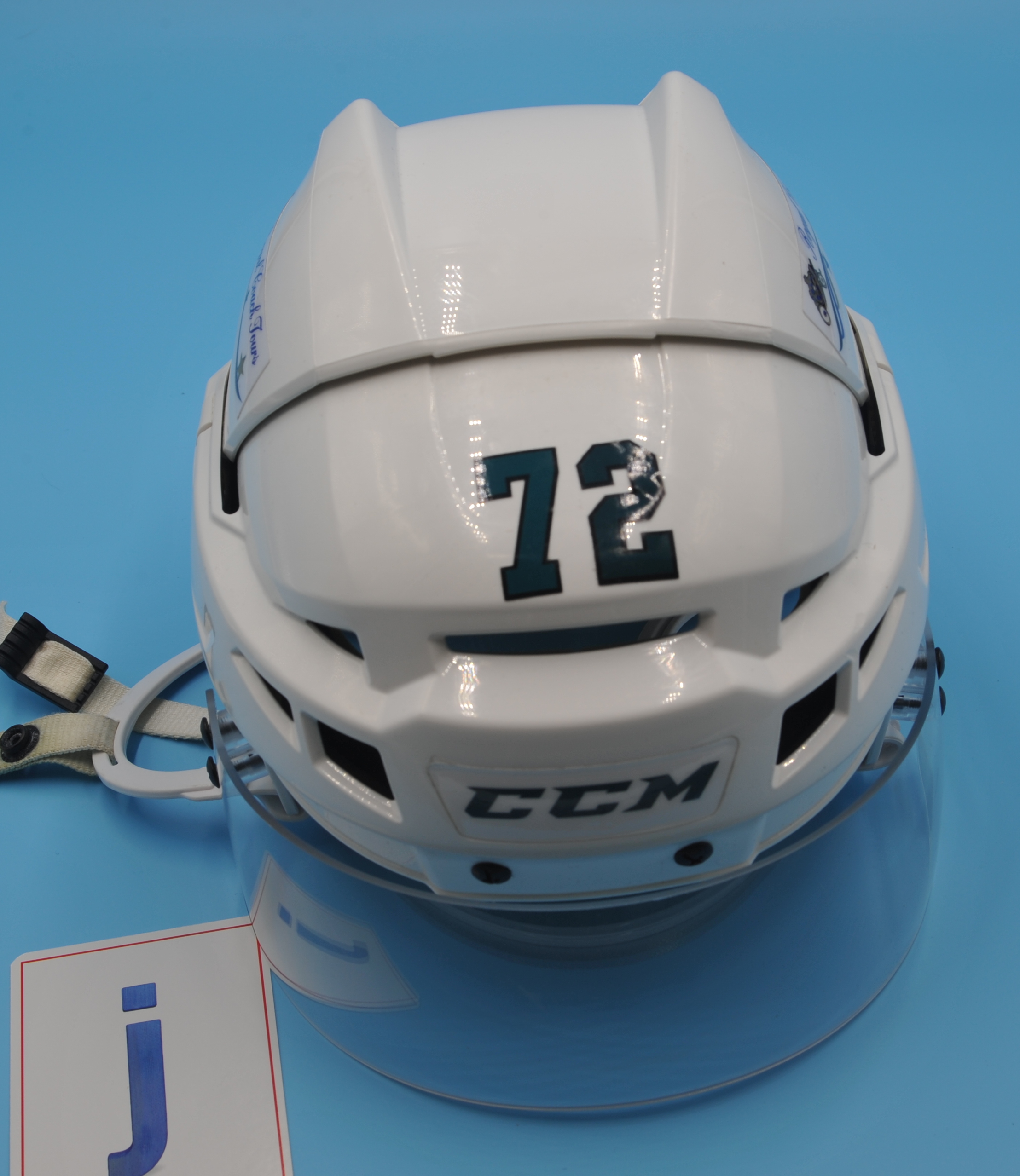 San Jose NHL Game-Used CCM White #72 Chaz Reddekopp Helmet Pro Stock ...
