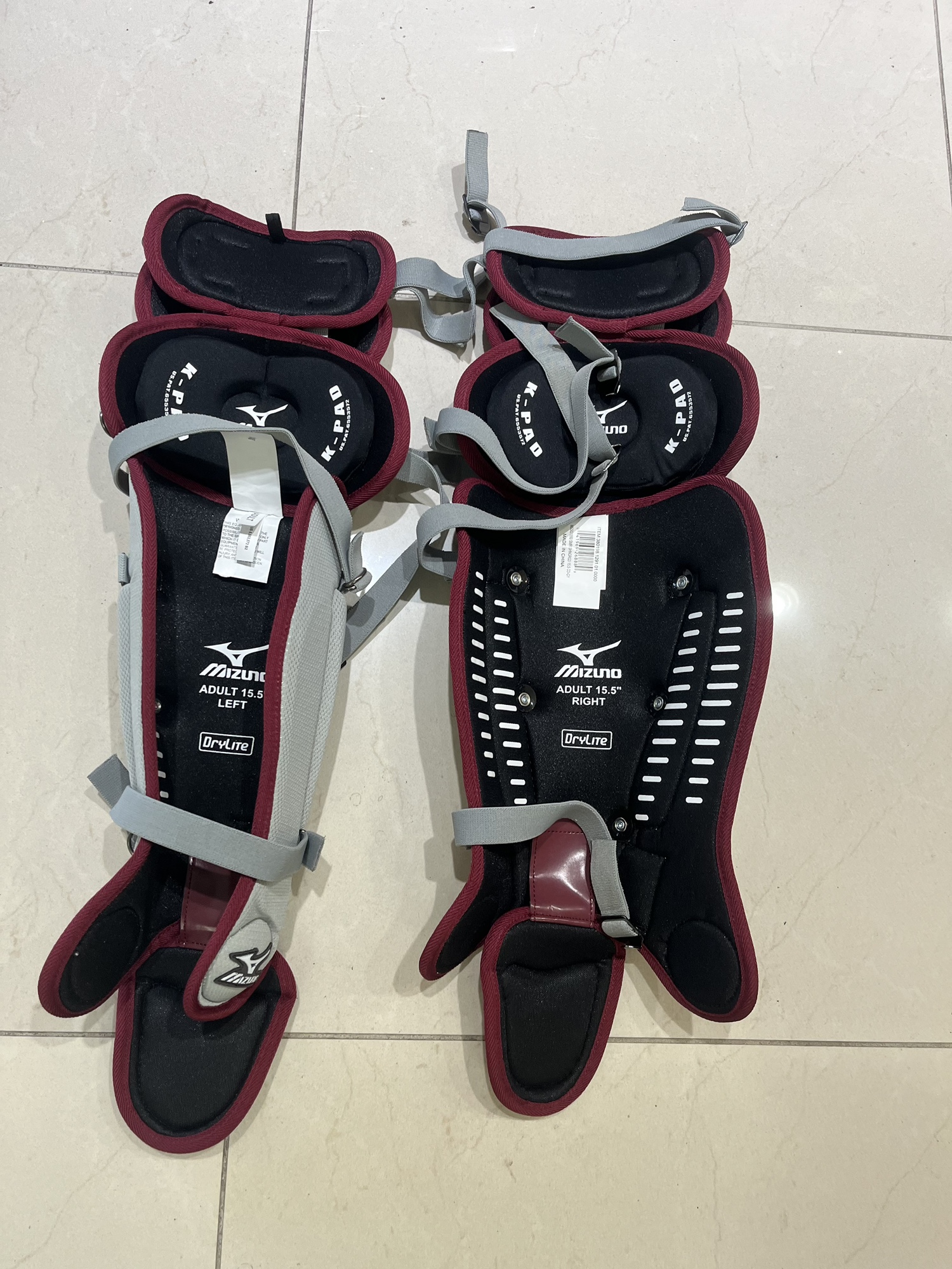 New Mizuno Samurai 15.5” Cardinal/Grey Baseball Leg Guards | SidelineSwap