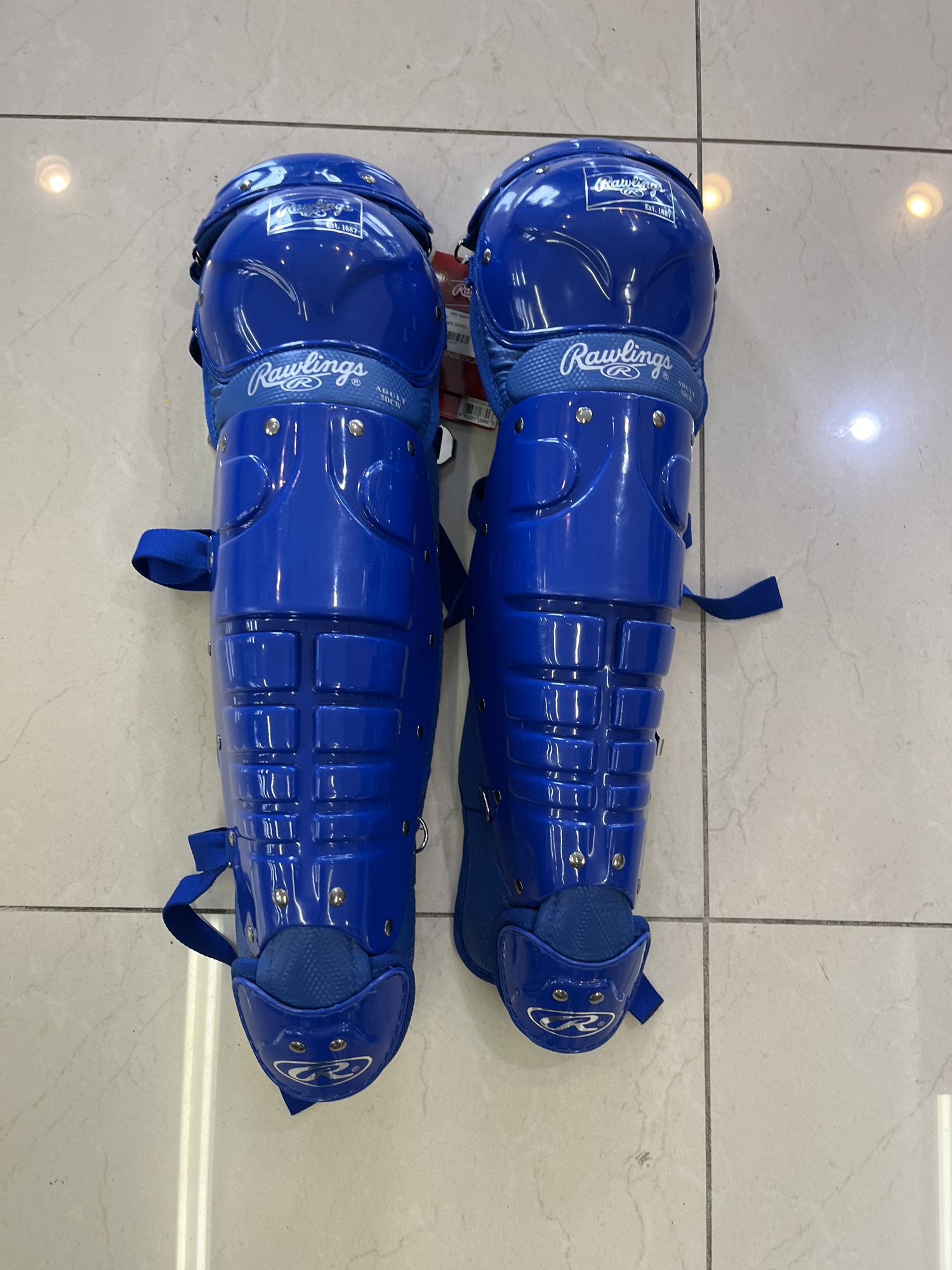 New Rawlings 5DCW Adult Royal Blue Baseball Leg Guards | SidelineSwap