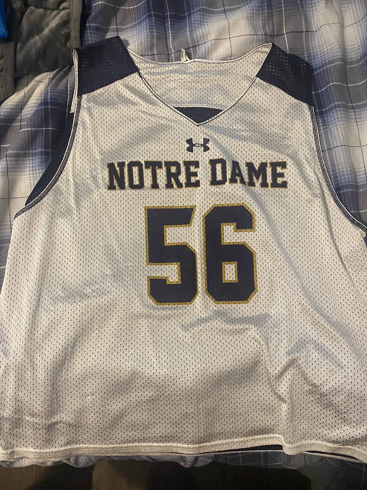 White And Blue Notre Dame Practice Pinny Under Armour Jersey | SidelineSwap