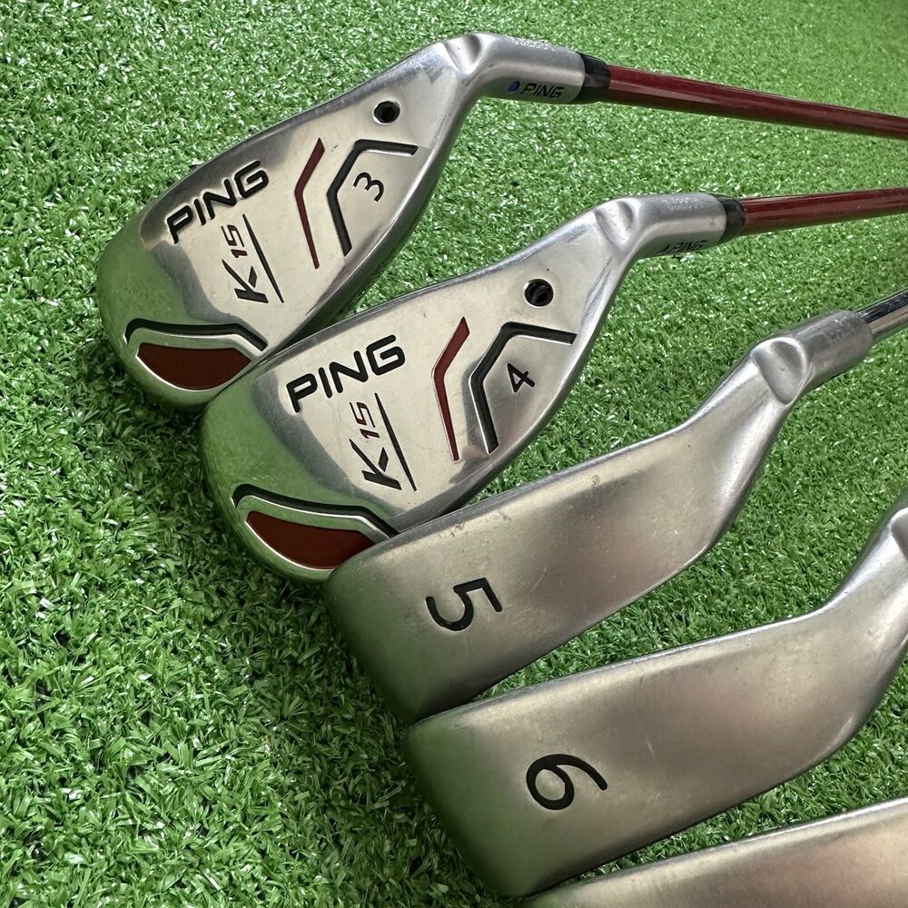 Ping K15 Combo Iron Set 3H 4H 5-9 Black Dot AWT Soft Regular SR Flex ...