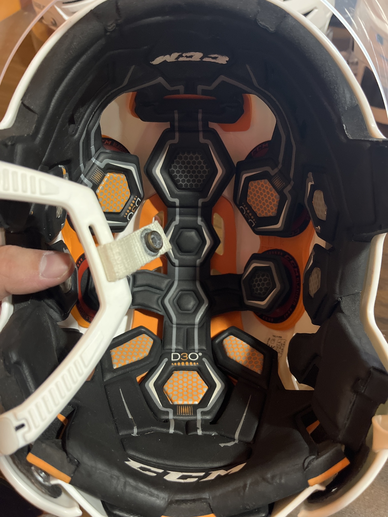 Game Used White CCM Tacks 710 Pro Stock Helmet Colorado Eagles #5 Large ...