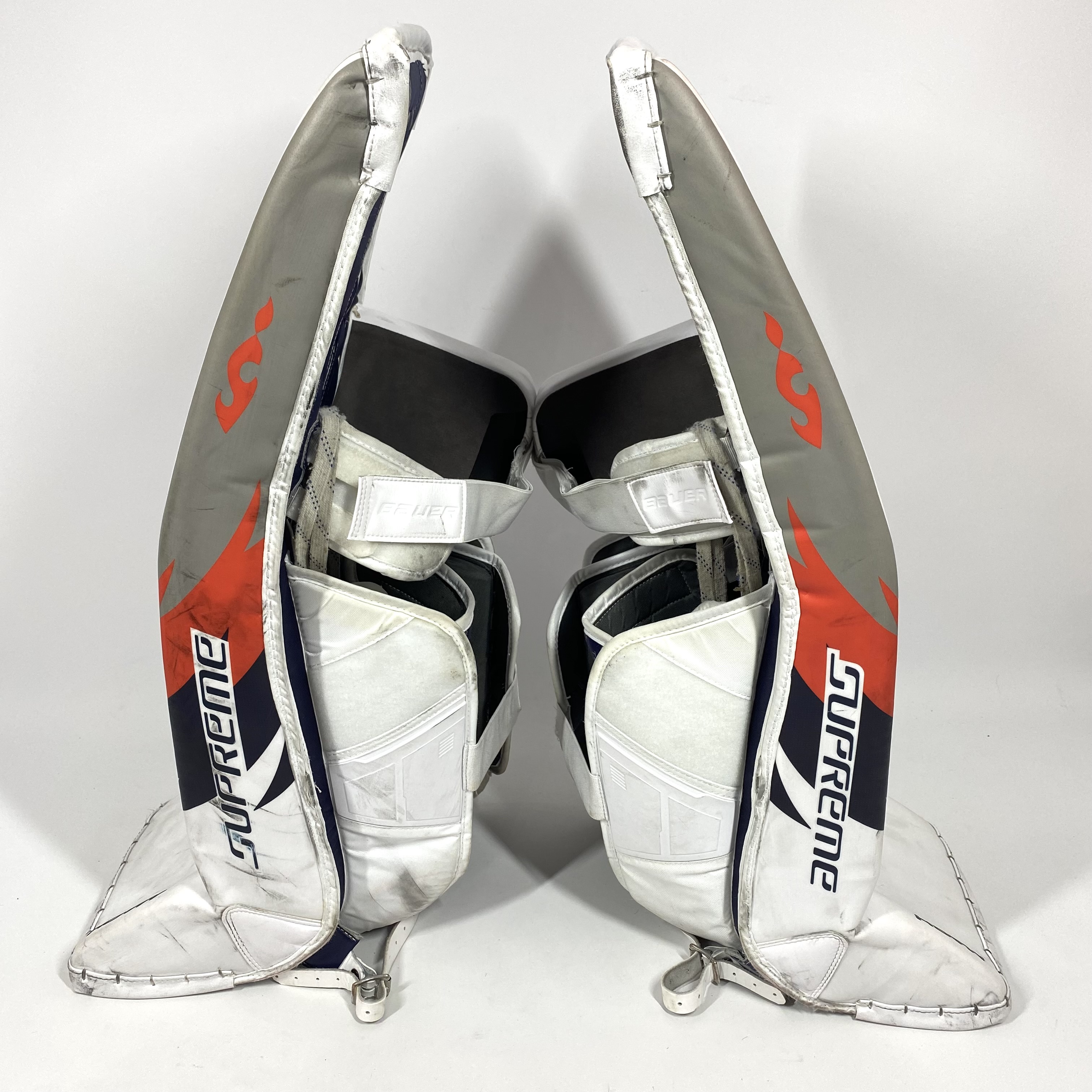 Used Regular Bauer Mach Goalie Full Set Pro Stock (White/Orange/Navy ...