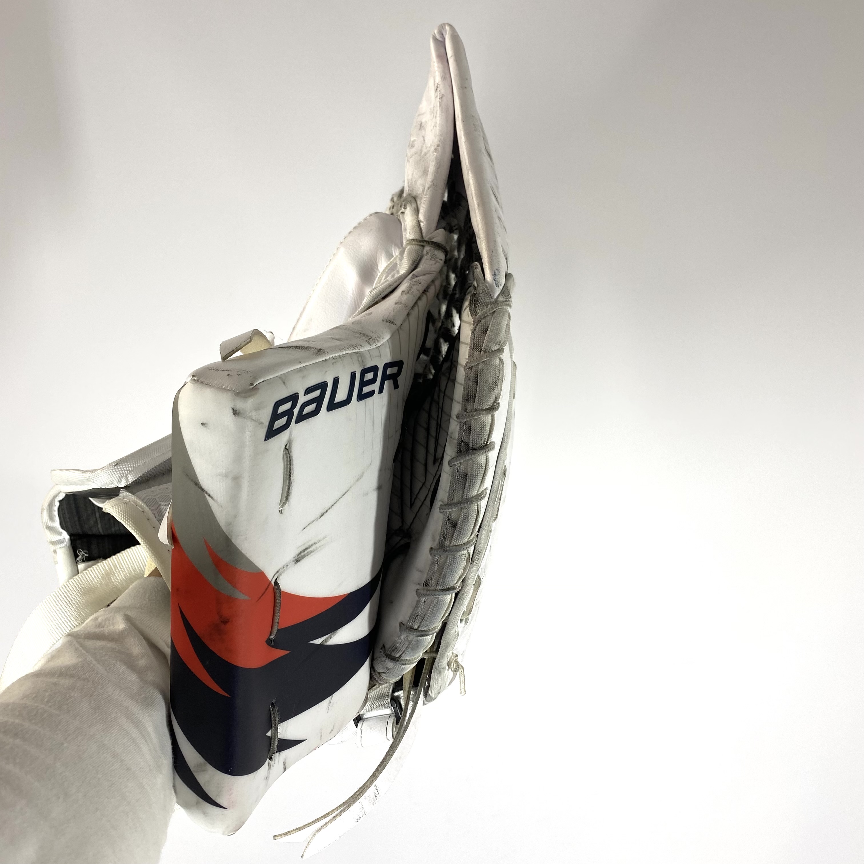 Used Regular Bauer Mach Goalie Full Set Pro Stock (White/Orange/Navy ...