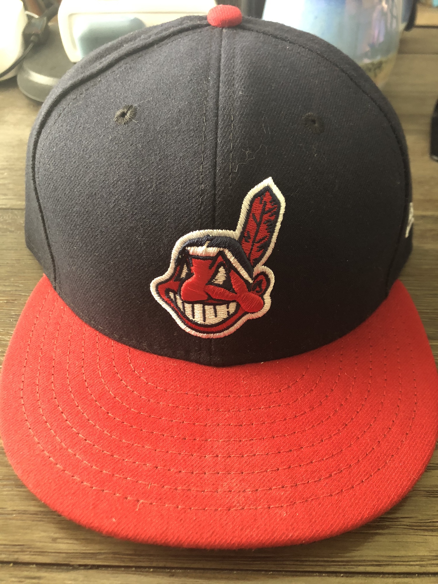 New Era Cleveland Indians Fitted Hat 7 1/2 with Chief Wahoo | SidelineSwap