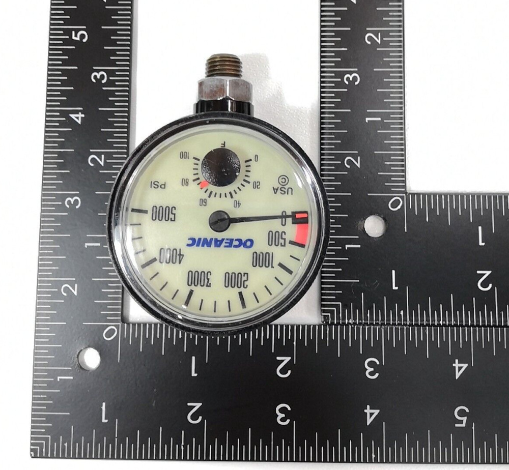 Oceanic 5000 PSI SPG Submersible Pressure Gauge + Thermometer 5,000 ...