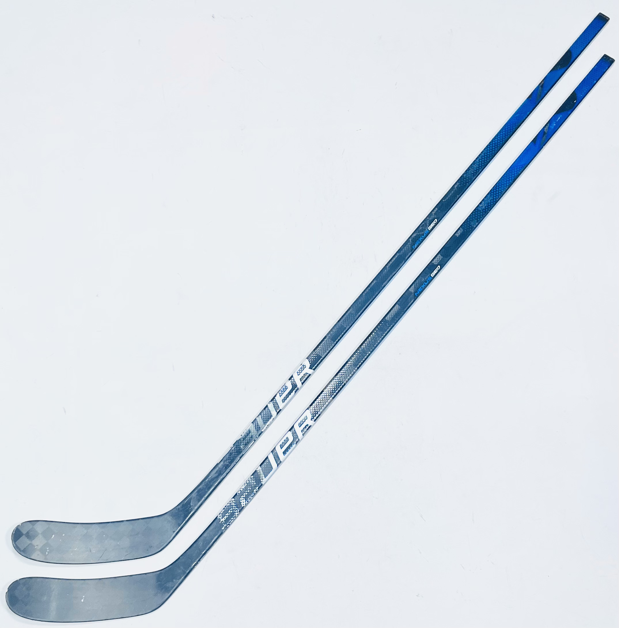 2 Pack Custom Blue Bauer Nexus GEO Hockey Sticks-RH-P28M-70 flex-Grip W ...