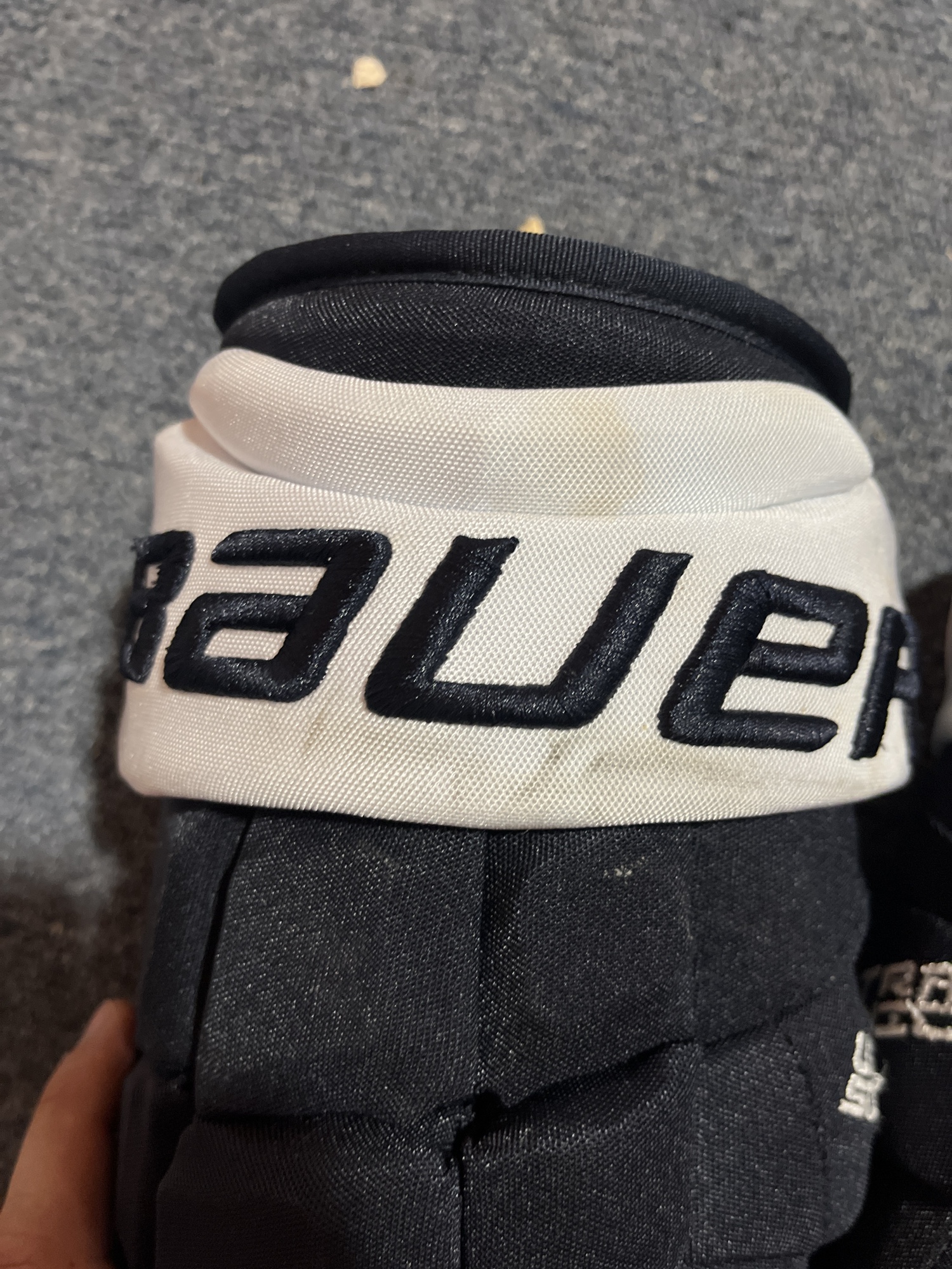 Game Used Navy (WC) Bauer UltraSonic Pro Stock Gloves Colorado ...