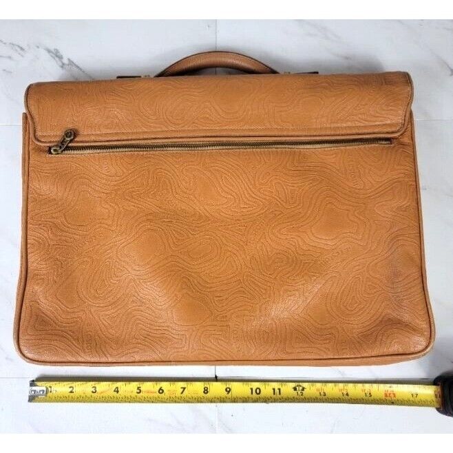 A.Testoni Leather Briefcase Document Business Bag Brown Large Italy ...