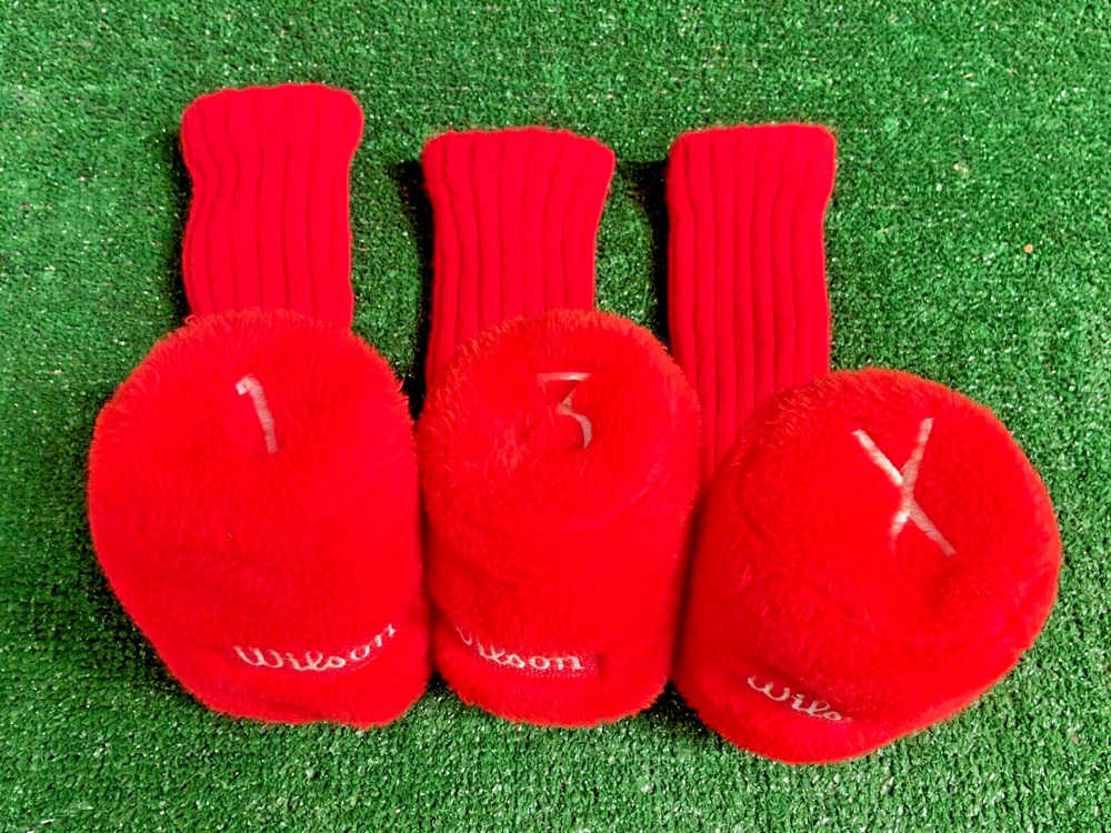 Set of 3 Wilson 1,3,X Red and White Golf Club Head Covers | SidelineSwap