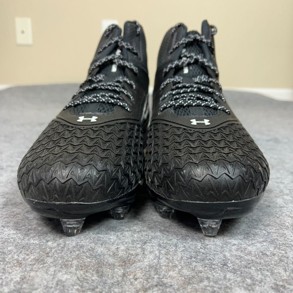 Under Armour Mens Football Cleat 14 Black White Shoe Lacrosse High Logo Sports Sidelineswap