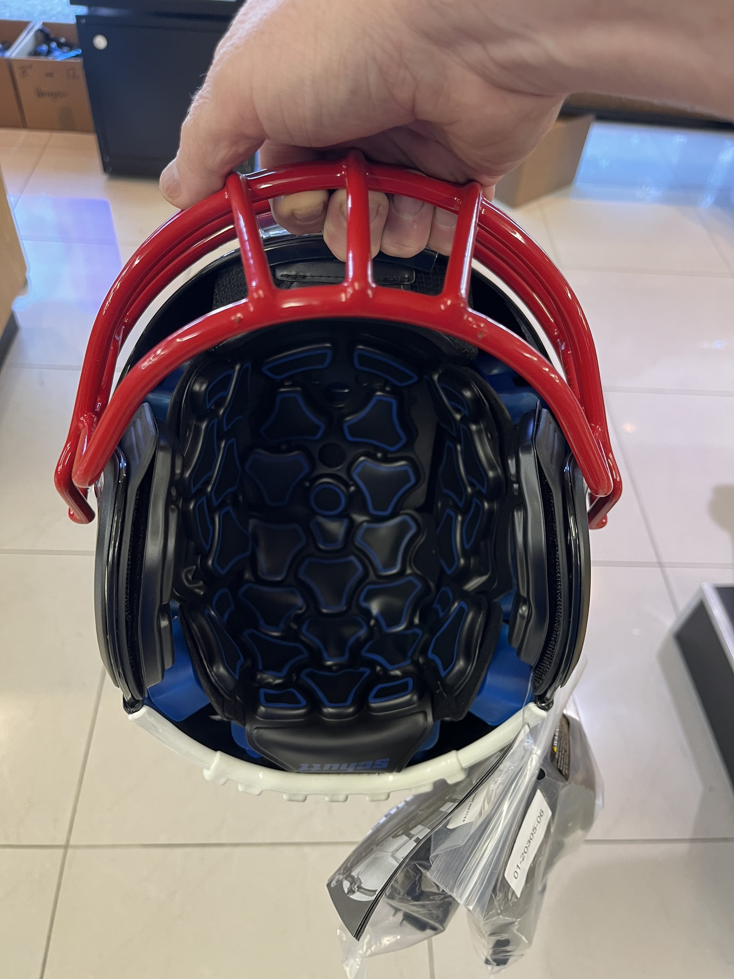 New Schutt F7 Collegiate Helmet Painted Gloss Black with Red Face Mask ...