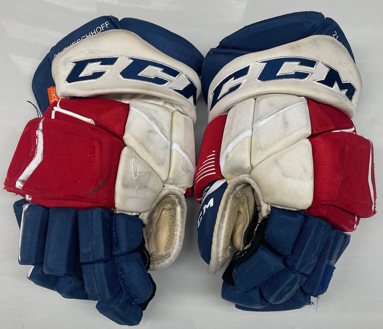 CCM JETSPEED PRO STOCK CUSTOM HOCKEY GLOVES 15" #21 RUESCHHOFF USED ...