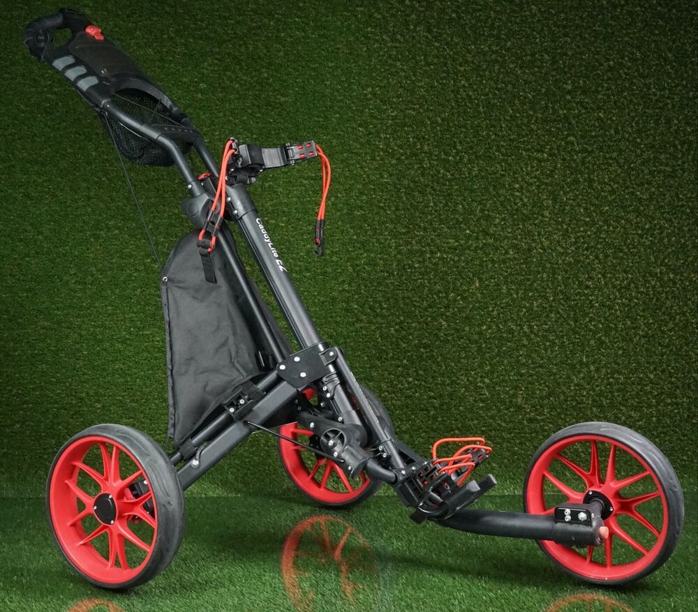 CADDYLITE EZ PUSH PULL 3 WHEEL GOLF CART BAG PUSHER, BLACK / RED ...