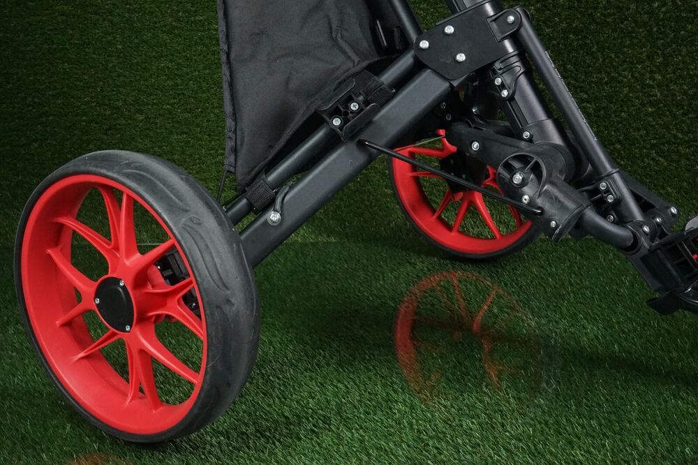 CADDYLITE EZ PUSH PULL 3 WHEEL GOLF CART BAG PUSHER, BLACK / RED ...
