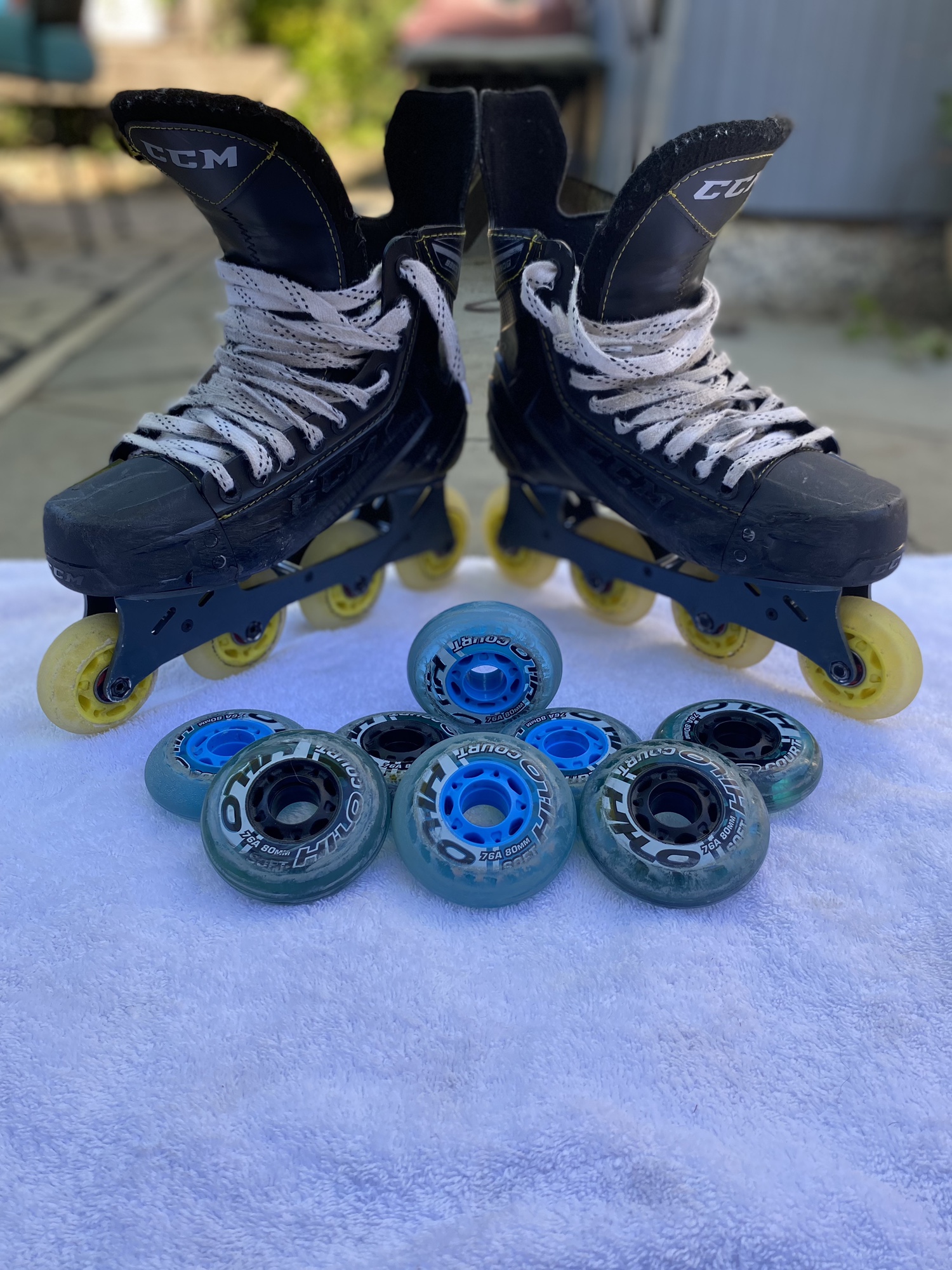 Size 7 Ccm Super Tacks 9350 Inline Skates With Extra Hi-lo Indoor ...