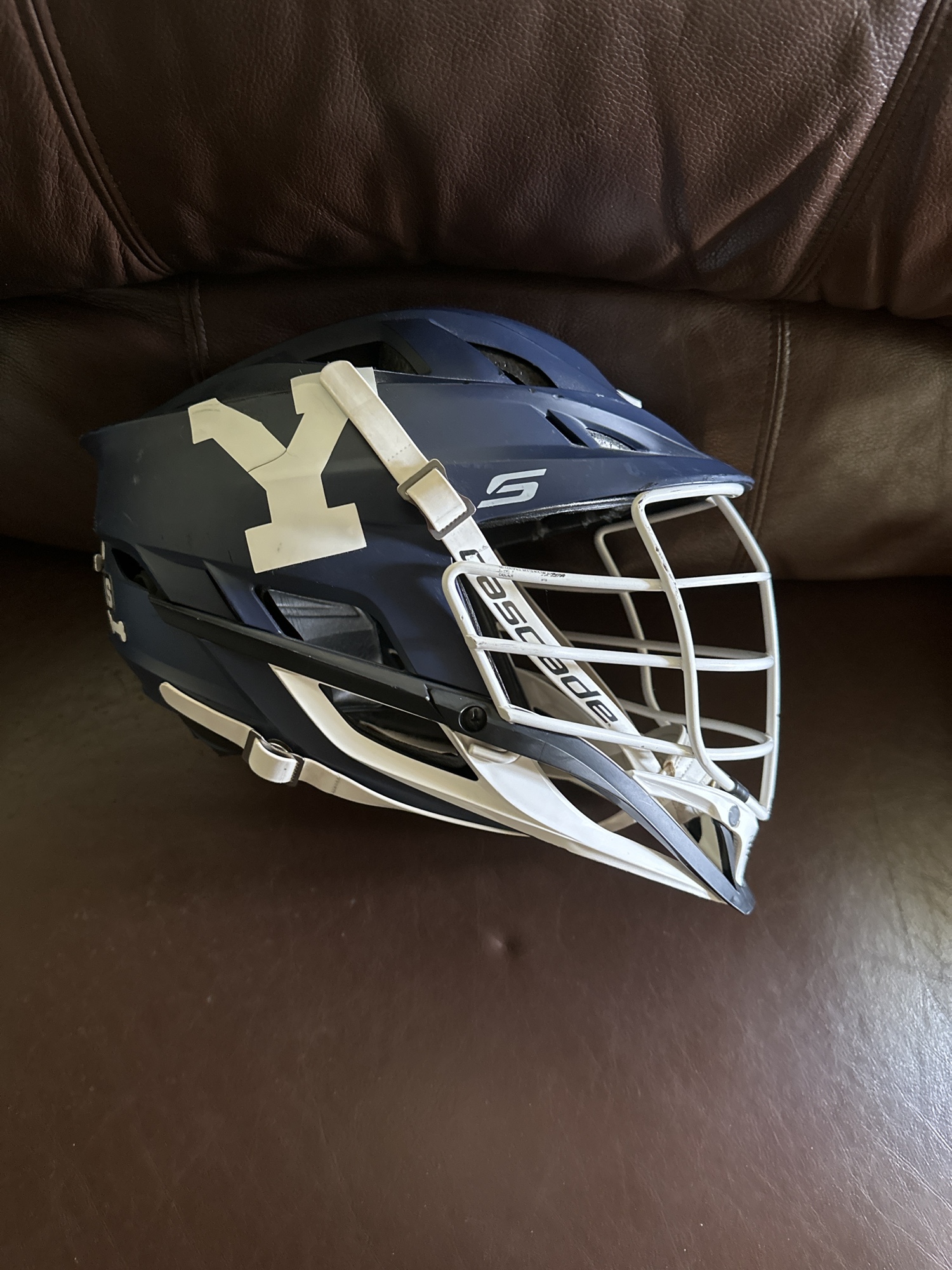 Yale Game Used National Championship Cascade S Helmet | SidelineSwap