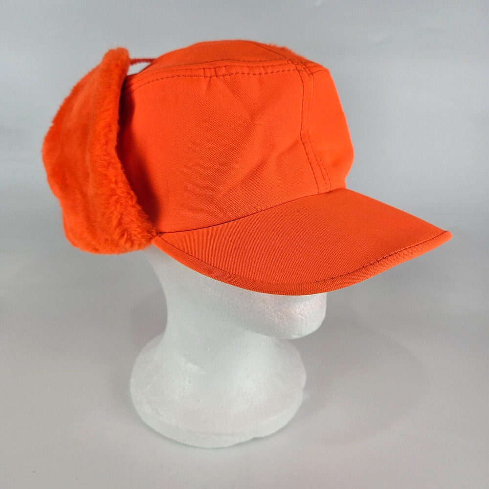 Vtg P Caps Hats Blaze Orange Hunting Trapper Earflap Hat Made in USA ...