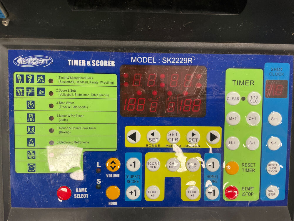 GameCraft SK2229R Mulitsport Tabletop Scoreboard Clock + Alarm Timer ...