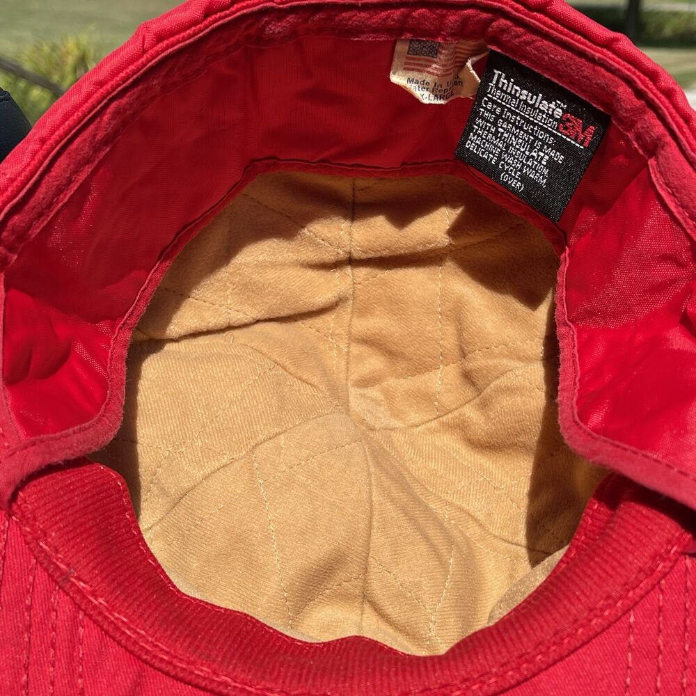 Vintage 3M Thinsulate Thermal Insulation Red Hat Ear Flaps Made in USA ...