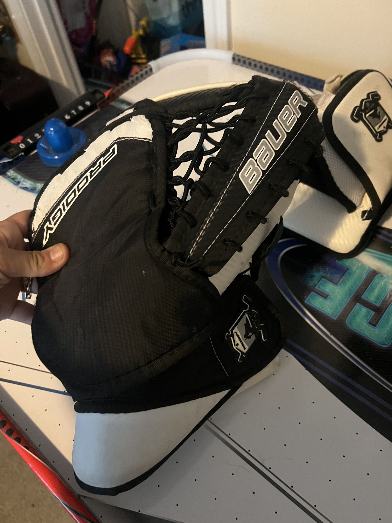 Bauer prodigy goalie pads, glove, and blocker 24” | SidelineSwap