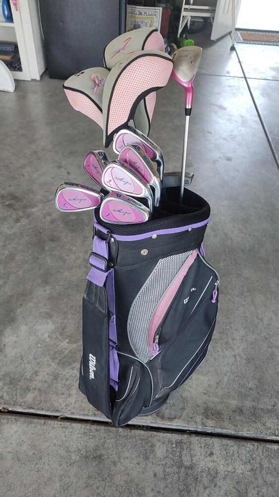 Wilson Hope 12 Piece Ladies Flex Graphite Complete Golf Set Cart Bag B ...