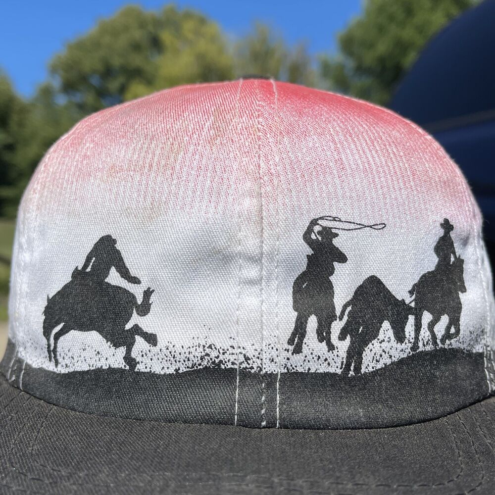 Vintage Rodeo Cowboy Ranch Horse Bull Snapback Hat USA Made Rare ...