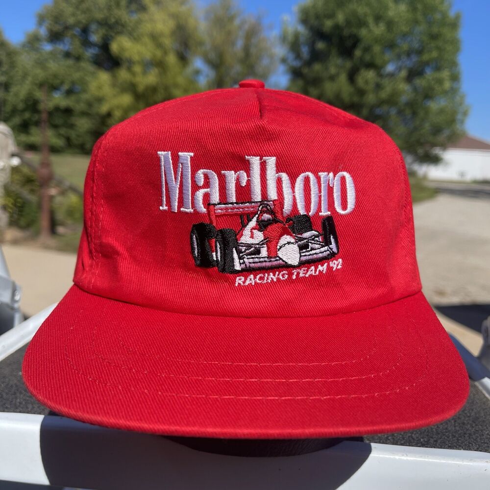 Vintage NEW Marlboro Racing Team '92 Snapback Hat Red Trucker Race 1992 ...