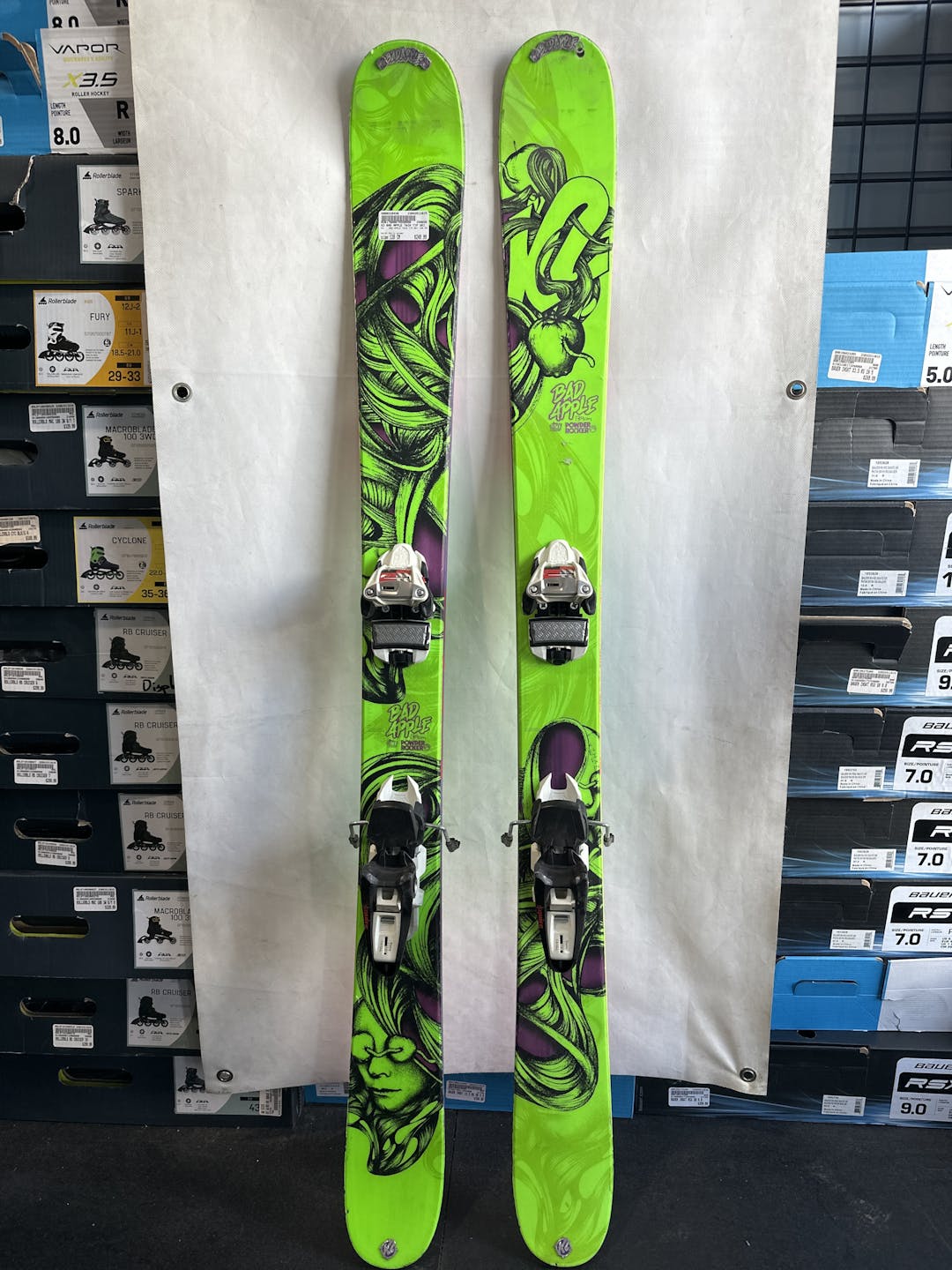 Used K2 Bad Apple Twin Tip Ski 139 Cm 139 Cm Boys' Downhill Ski Combo ...