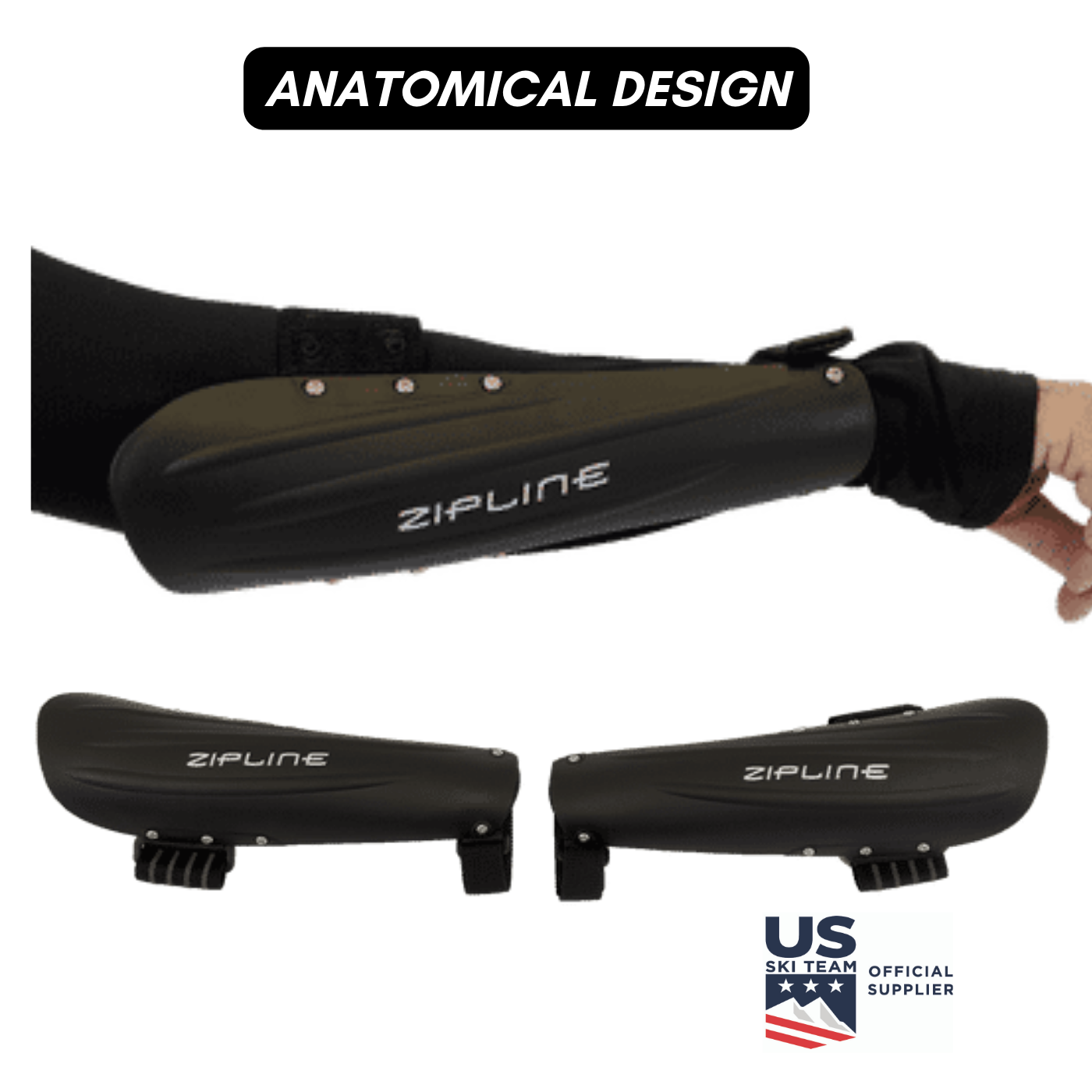 NEW - ZIPLINE SKI RACING ARM GUARD / FOREARM GUARD - BLACK MATTE ...