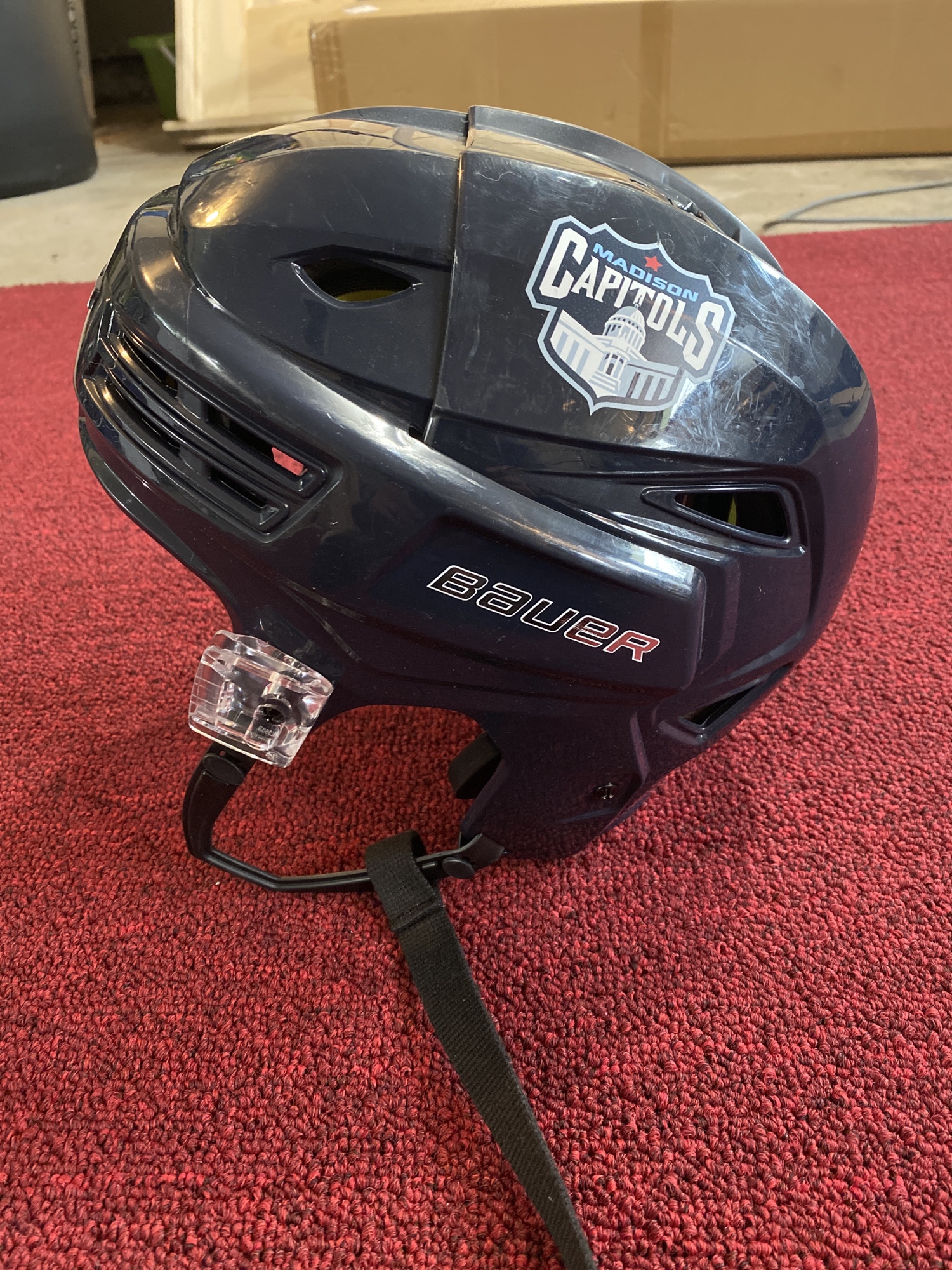 Madison Capitols Large Bauer Pro Stock Re-Akt 200 Helmet Item#MHAH ...