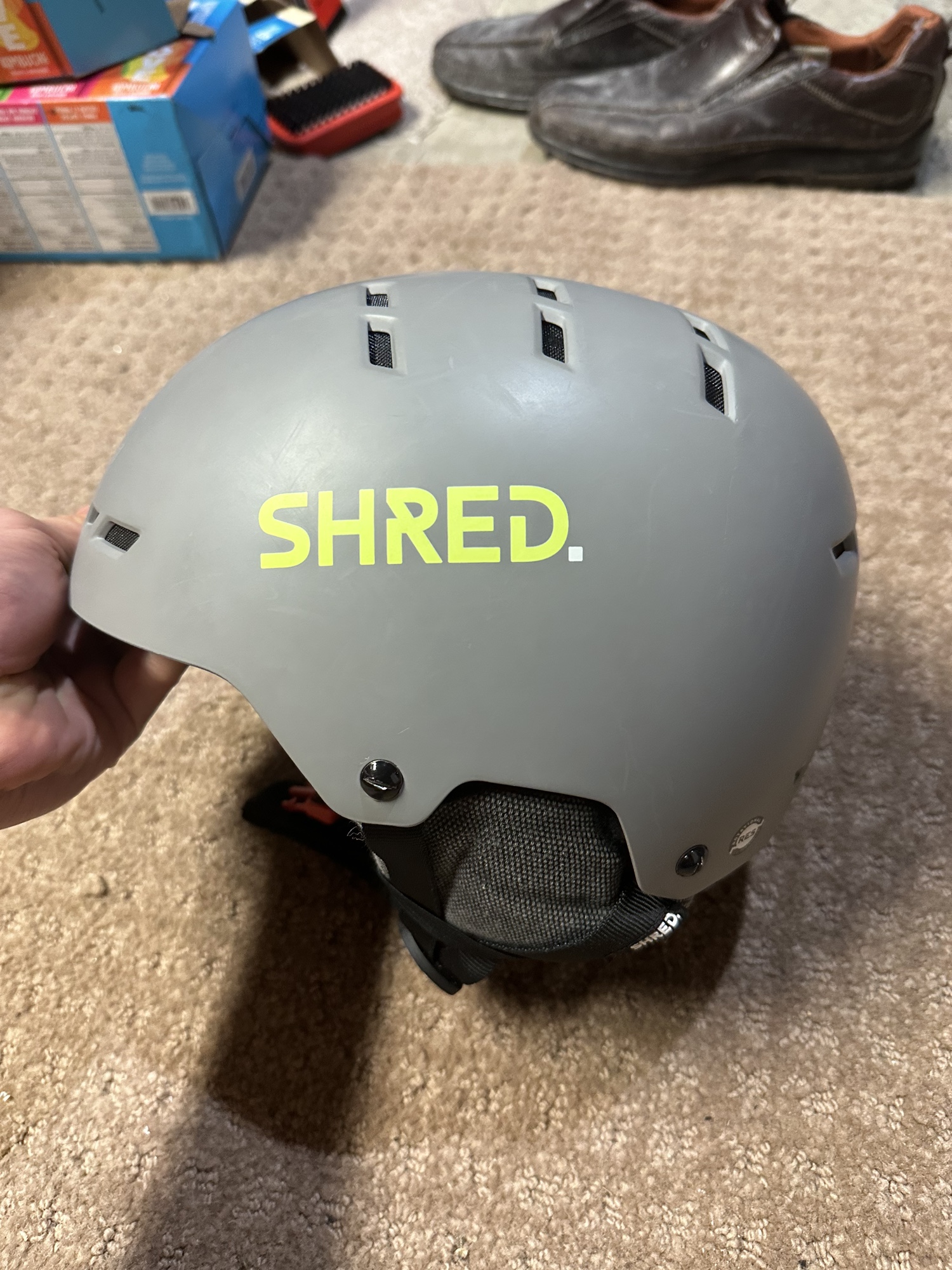 Used Grey/yellow Medium Shred Helmet FIS Legal | SidelineSwap