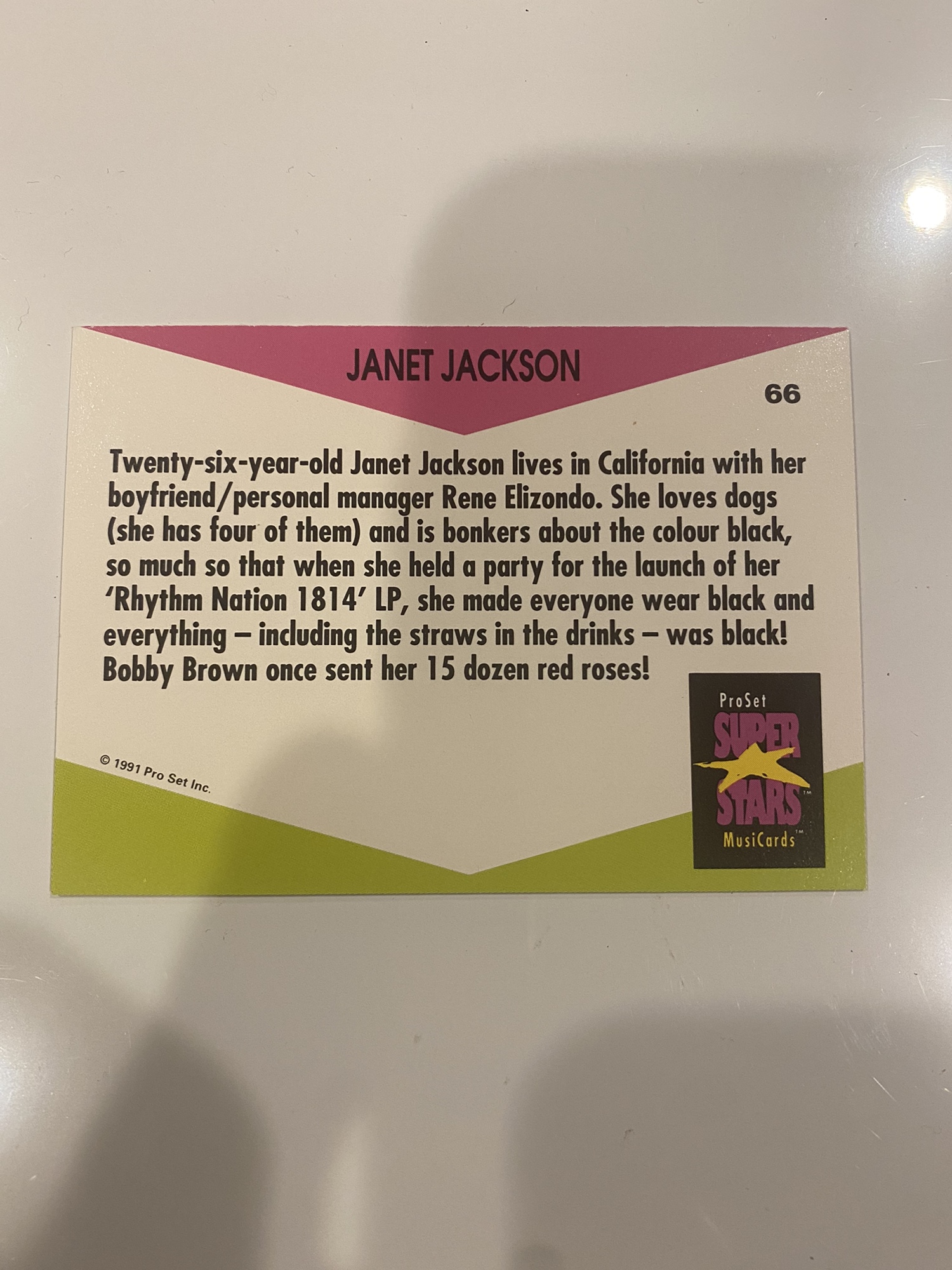 Janet Jackson # 66 dated 1991 Music Card | SidelineSwap