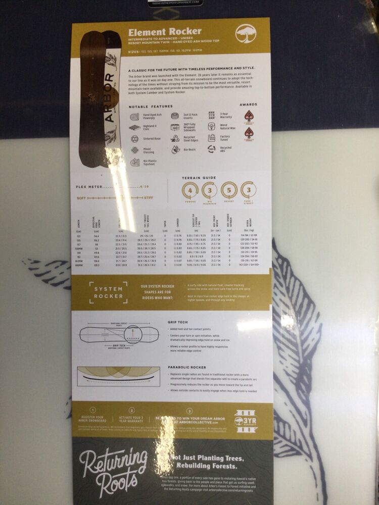 Arbor Element Rocker 155 cm NEW Intermediate Freeride / All Mountain ...