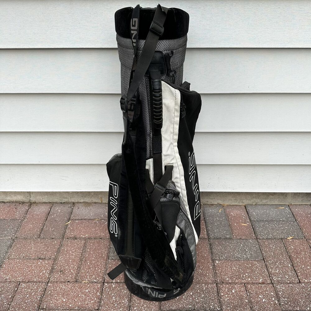 Ping Hoofer 2 Golf Club 4 Way Carry Stand Bag Dual Straps Black White ...
