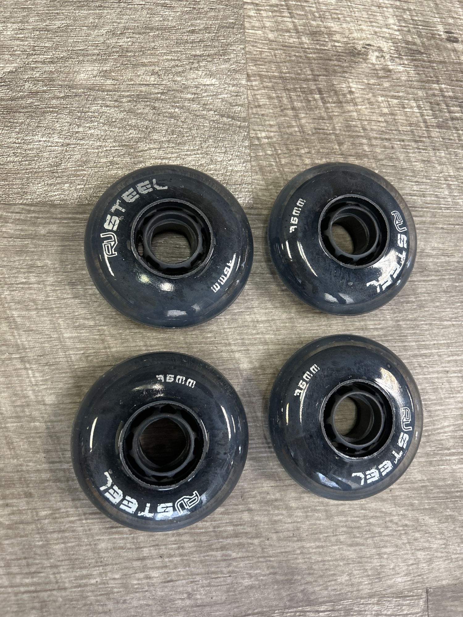 New 4 Pack 76 Mm Revision Steel Firm In-line Wheels Roller hockey ...