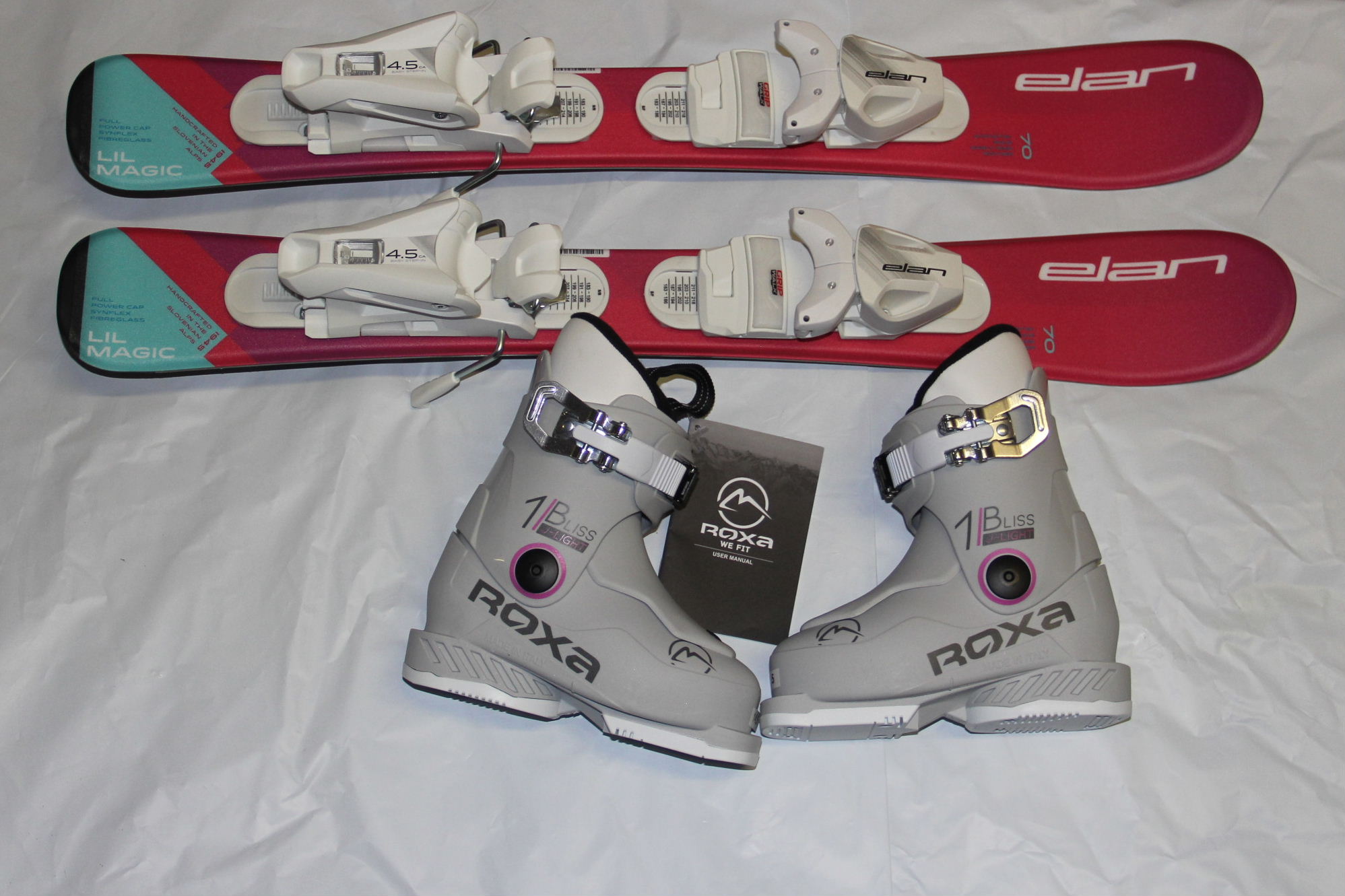 NEW kids Skis Elan skis 70cm girls with new size adjustable bindings ...